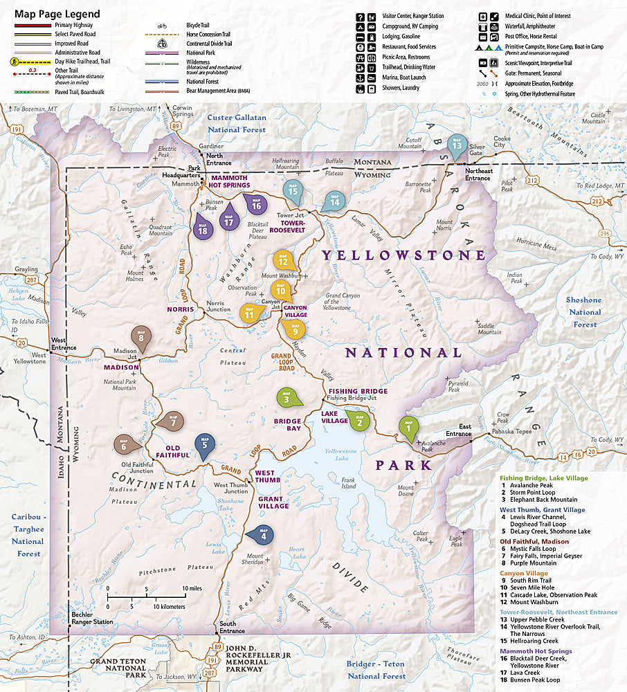 National Geographic TI Yellowstone National Park Day Hikes Topographic ...
